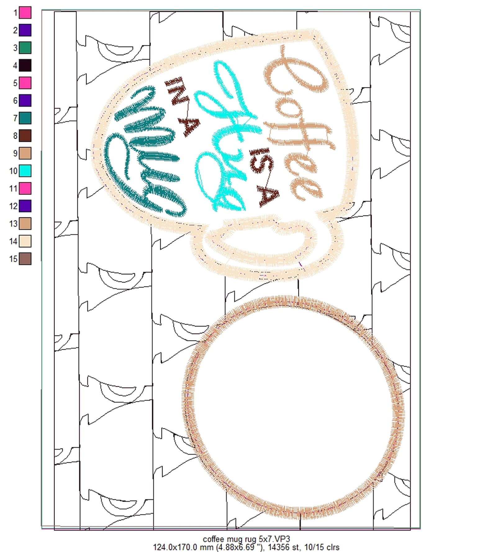 In the Hoop Coffee Cup Mug Rug Embroidery Design - Etsy