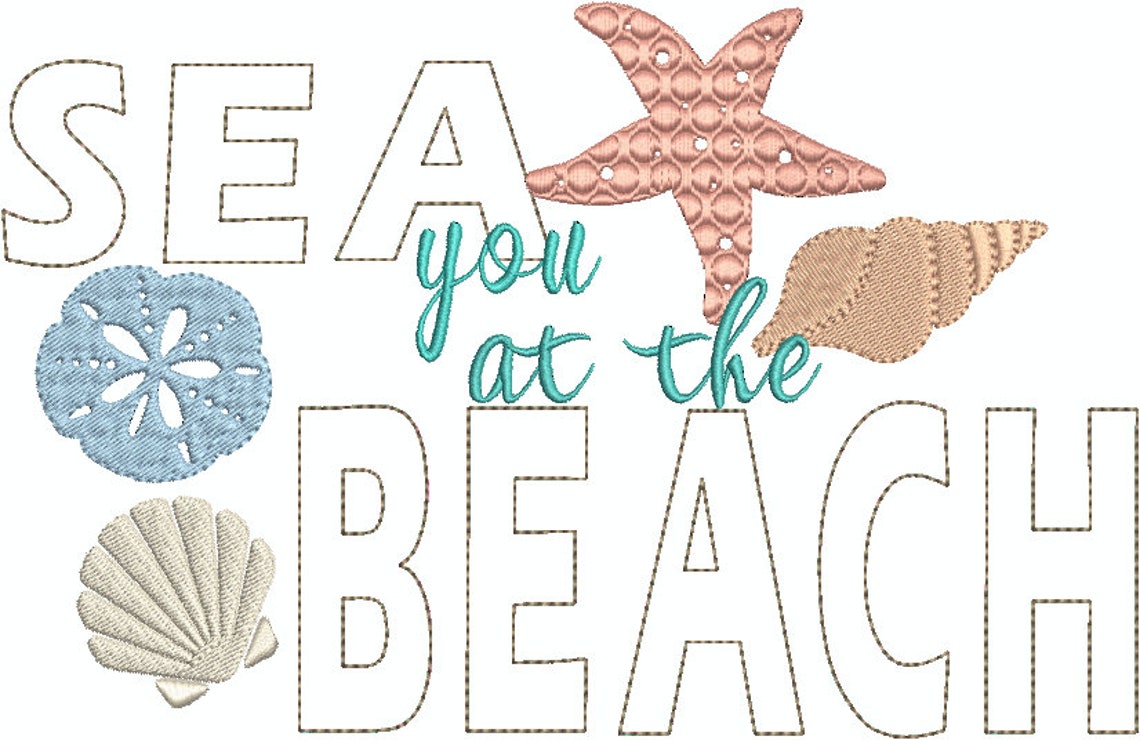 Beach Applique Embroidery Design Machine Embroidery Sea You | Etsy
