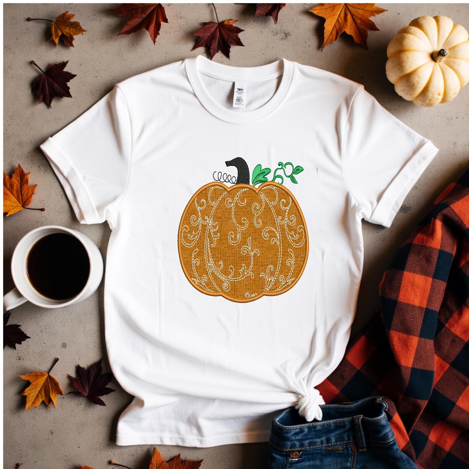 Elegant Fall Pumpkin Applique Embroidery Design - Etsy