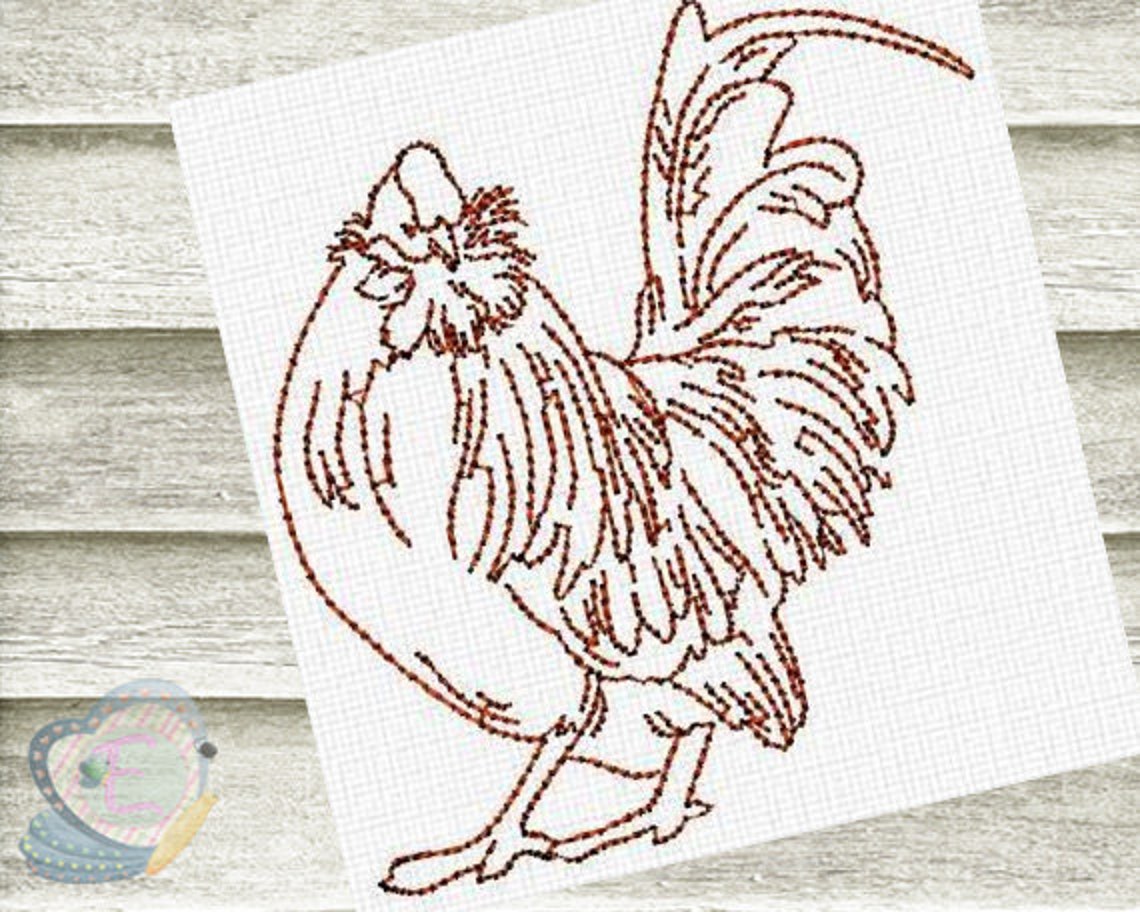Rooster and Chicken Redwork Machine Embroidery Design Set - Etsy