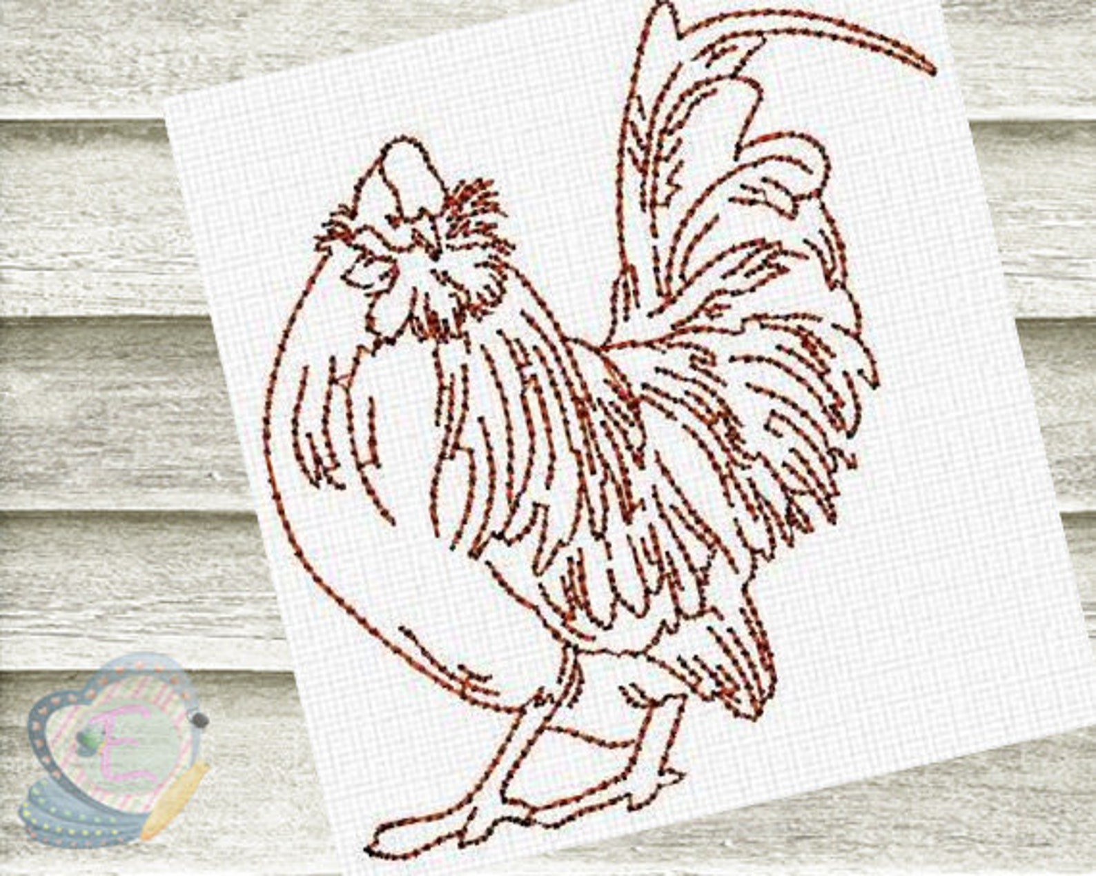 Rooster and Chicken Redwork Machine Embroidery Design Set - Etsy