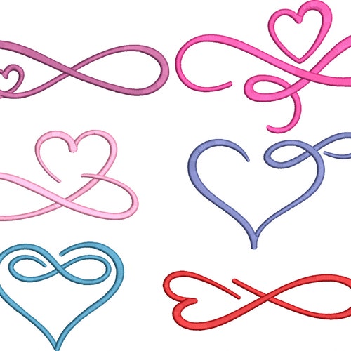 Infinity Heart Embroidery Designs 8 Size Red Heart Design - Etsy