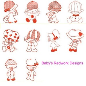 Baby Redwork Embroidery Design Set Machine Embroidery Instant Download ...