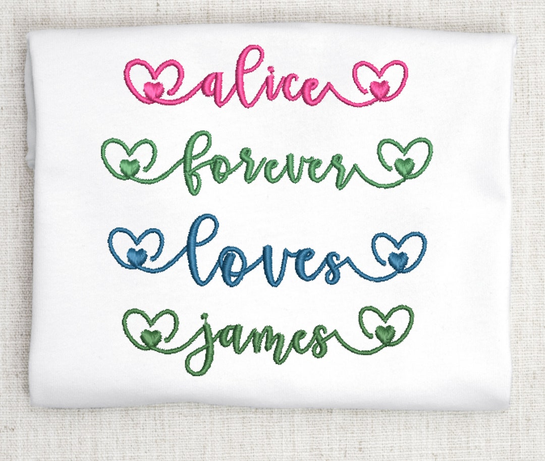 Lily Monogram Embroidery Font With Heart Flourishes - Etsy