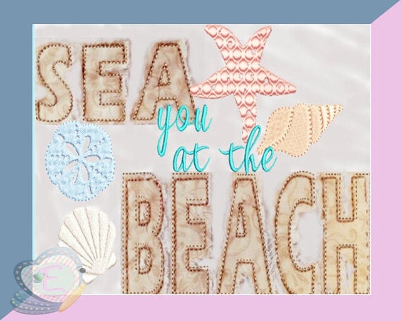 Beach Applique Embroidery Design Machine Embroidery Sea You | Etsy