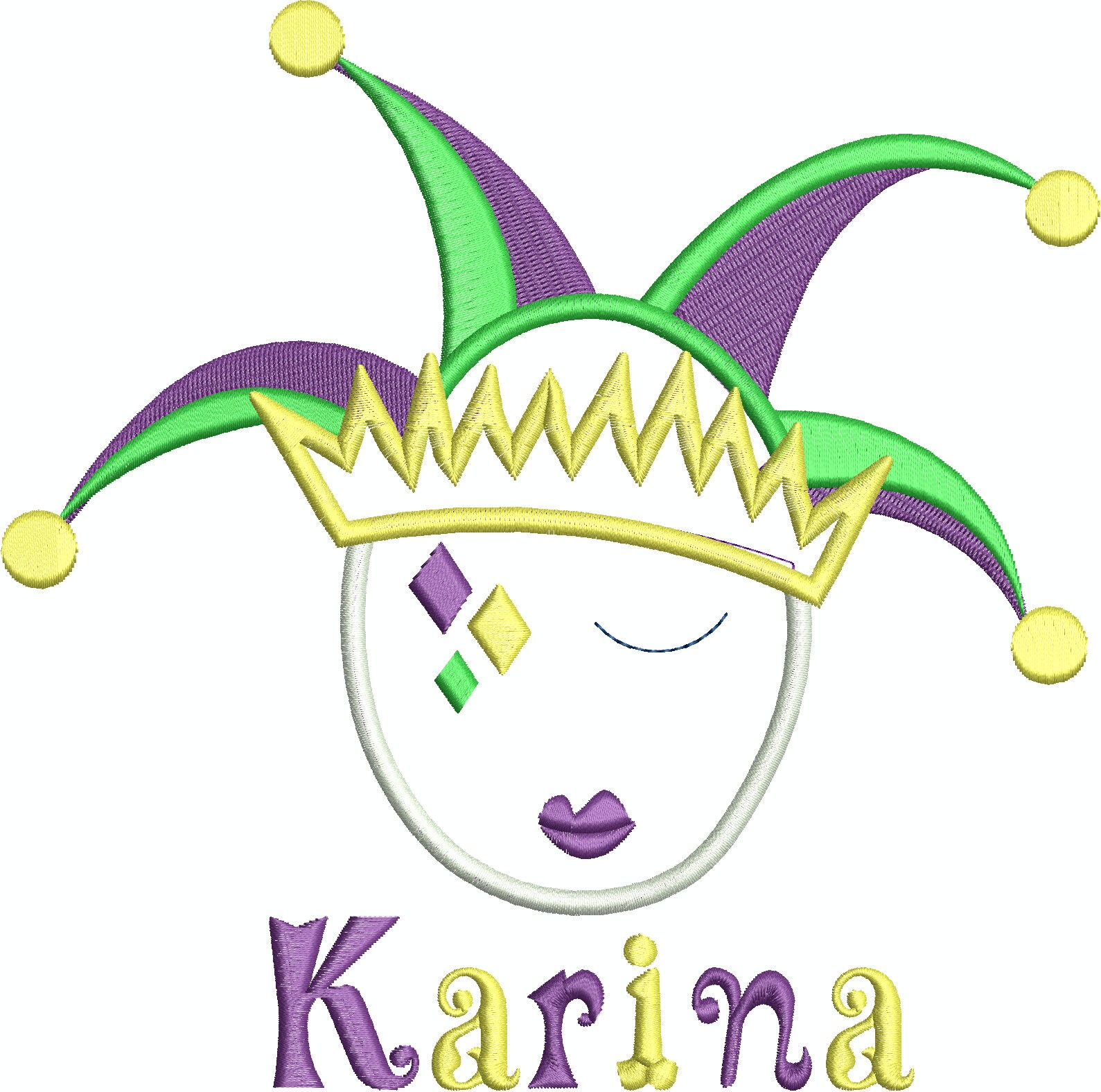 Mardi Gras Jester Applique Machine Embroidery Design | Etsy