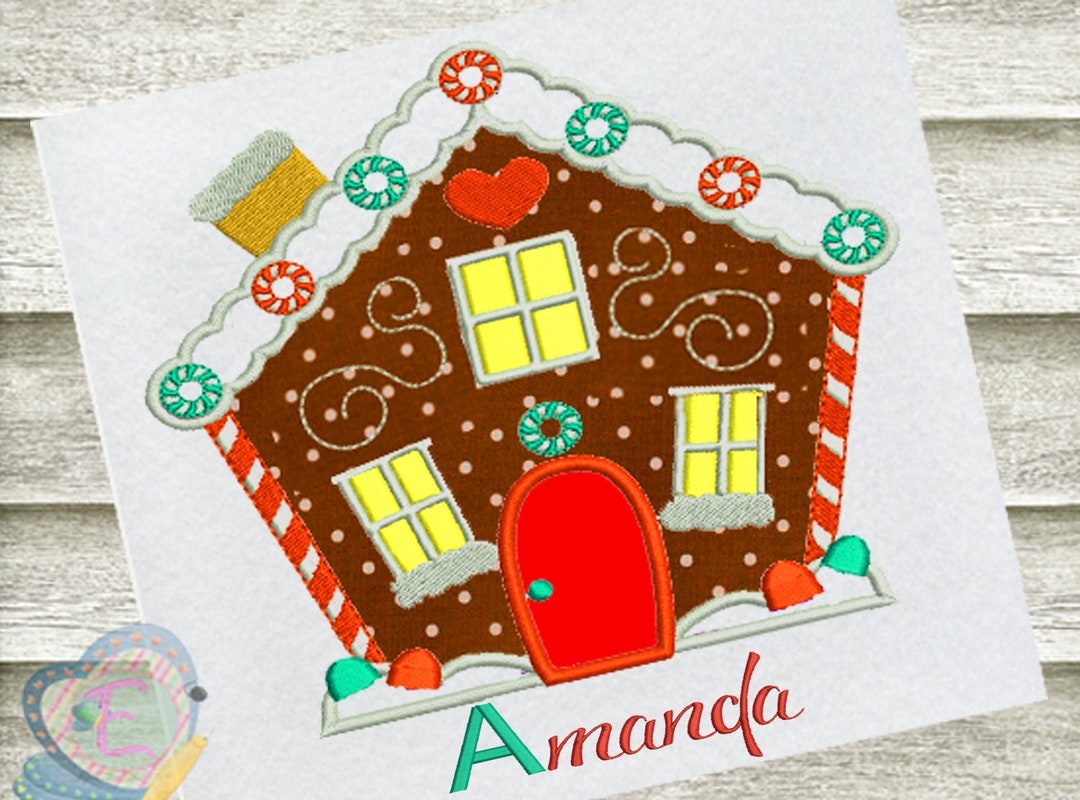 Gingerbread House Machine Embroidery Applique - Etsy