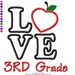 LOVE 3RD Third Grade Apple Applique Machine Embroidery Design - Etsy