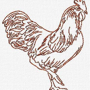 Rooster and Chicken Redwork Machine Embroidery Design Set - Etsy