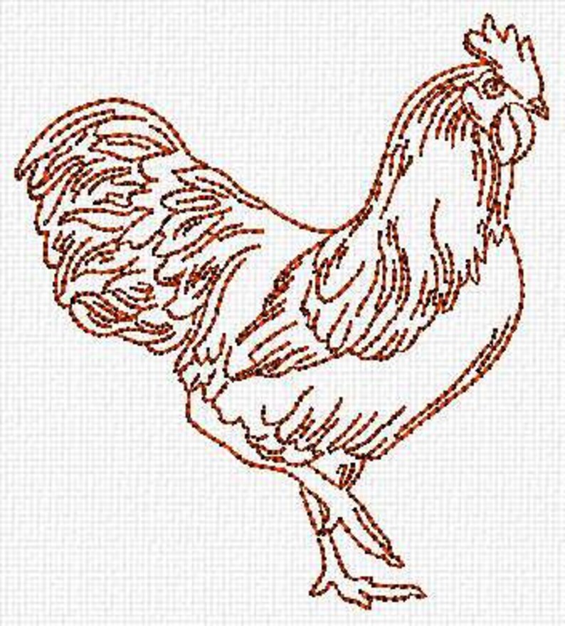 Rooster and Chicken Redwork Machine Embroidery Design Set - Etsy