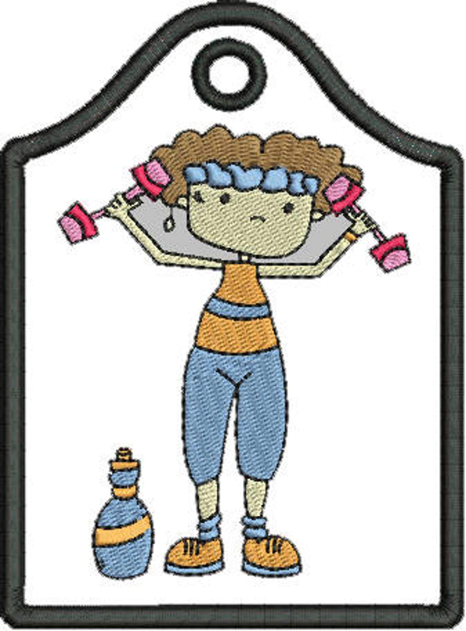 Gym Tag Applique ITH Embroidery Design Set Girls Machine - Etsy