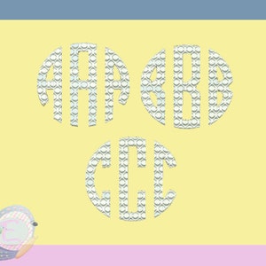 3 Letter Circle Monogram Embroidery Font - Etsy
