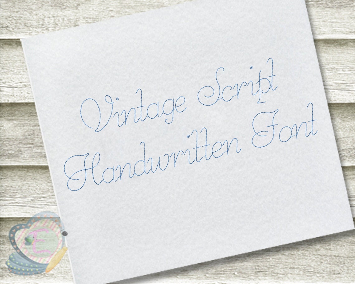 Vintage Script Embroidery Font | Etsy