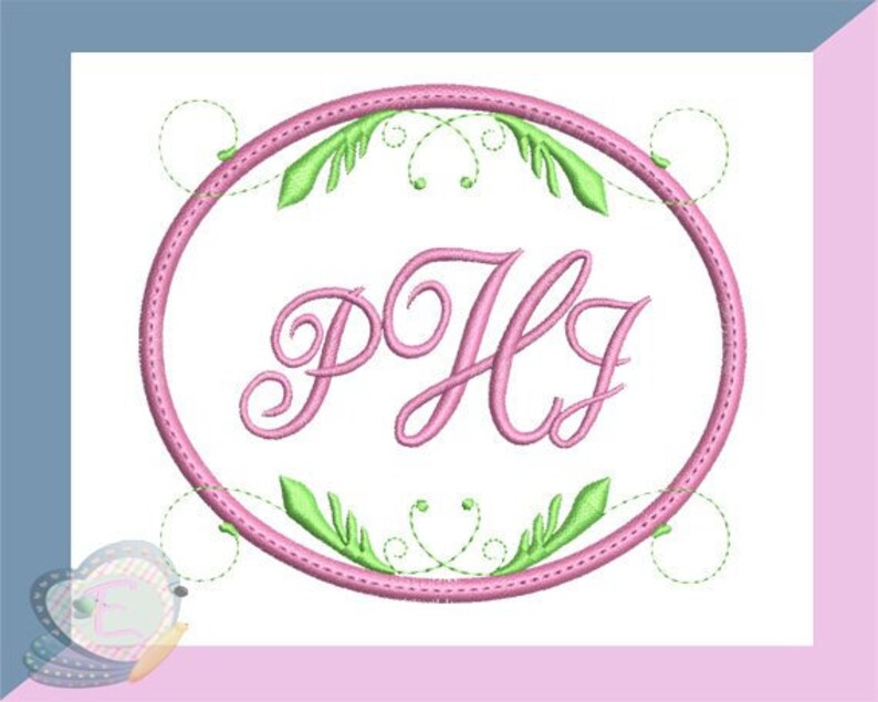 Monogram Oval Font Frame Machine Embroidery Design - Etsy