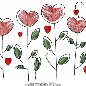 Sketch Stitch Hearts and Flowers Machine Embroidery Design | Floral ...