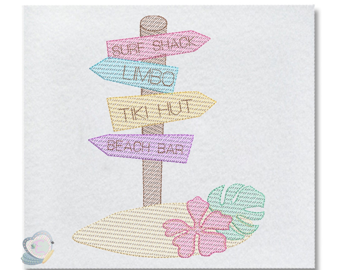 Beach Sign Machine Embroidery Designs - Etsy