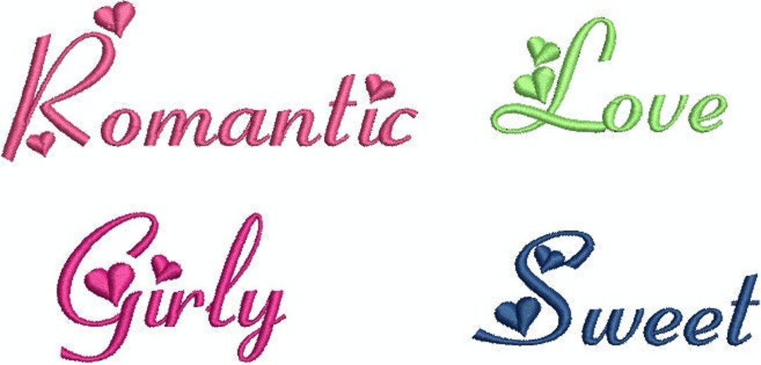 Heart Script Embroidery Font Machine Embroidery - Etsy