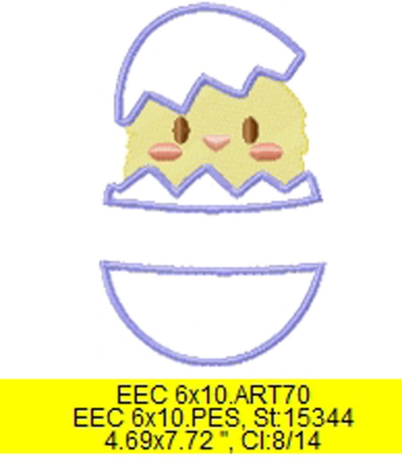Easter Egg Chick Applique Split Monogram Embroidery Design - Etsy