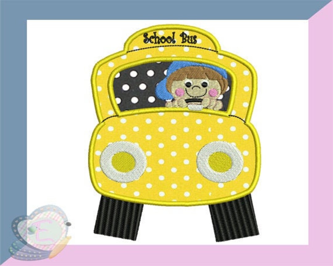 School Bus Applique Embroidery Design, Back to School Digital Download ...