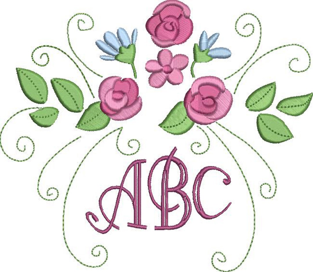 Floral Swirl Monogram Frame 3 Machine Embroidery Design - Etsy