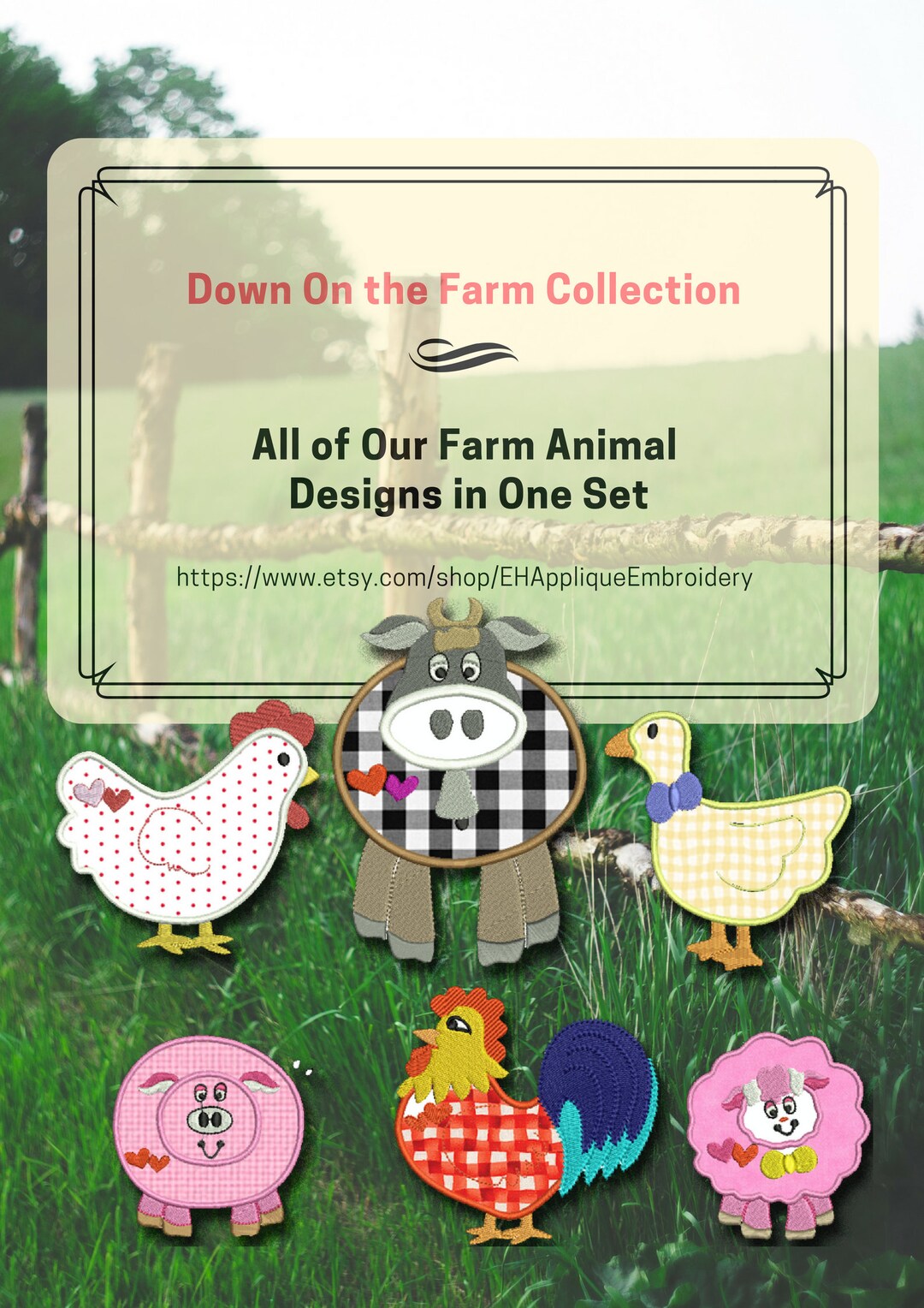 Farm Animal Applique Set Machine Embroidery Design - Etsy