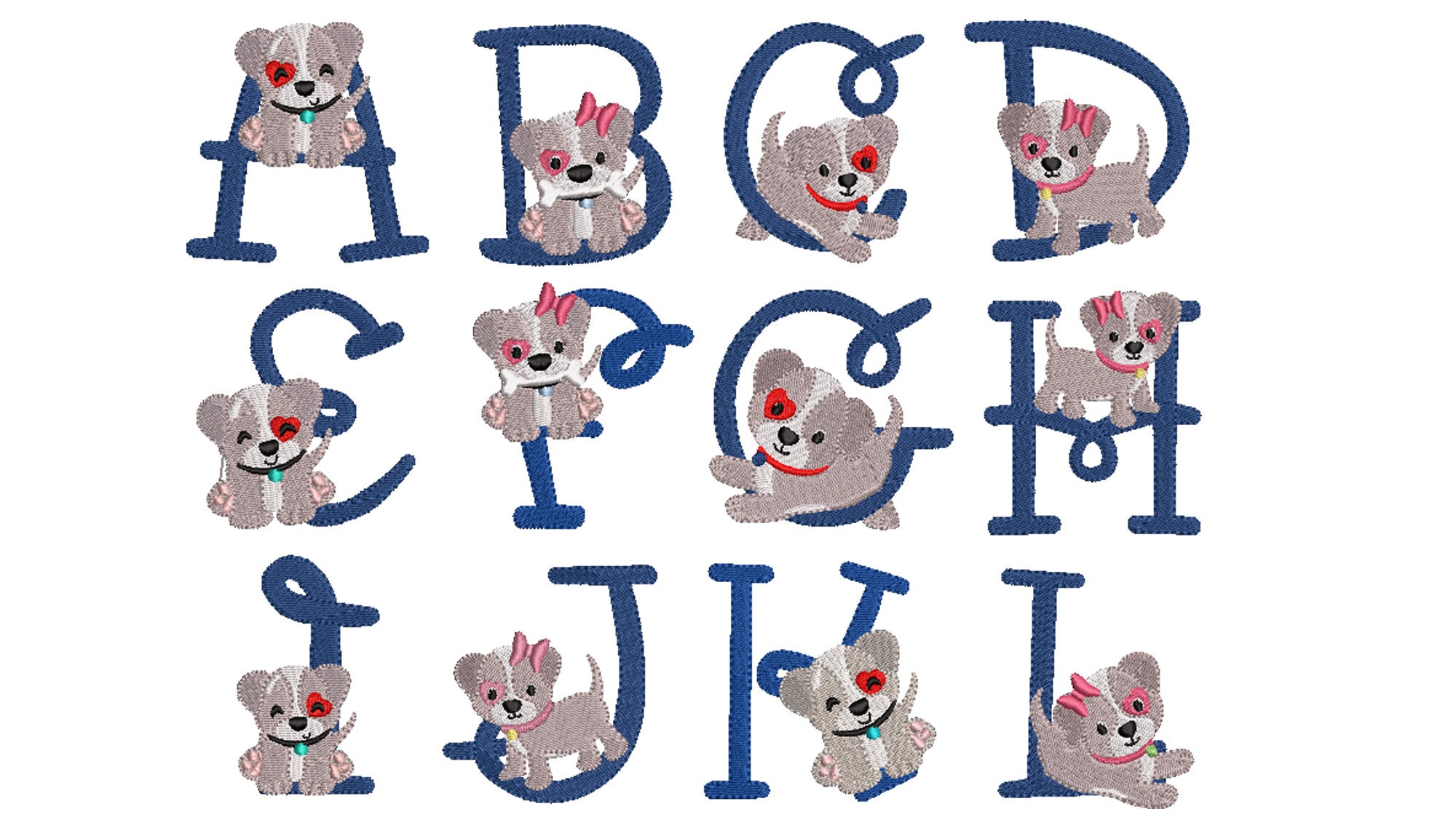 Puppy Alphabet Machine Embroidery Designs | Etsy