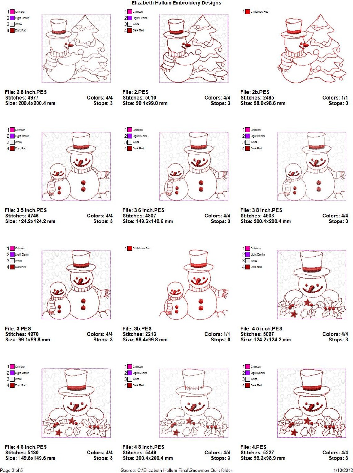 Redwork Snowman Quilt Blocks Set Machine Embroidery Designs - Etsy