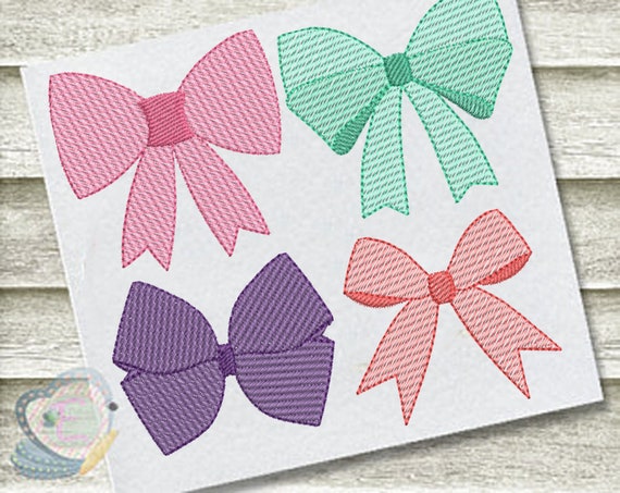 Bow Sketch Stitch Machine Embroidery Design Set Hair Bow | Etsy