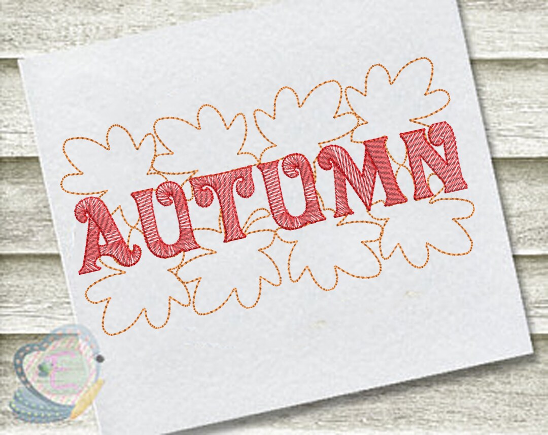 Autumn Leaves Word Art Machine Embroidery Design - Etsy