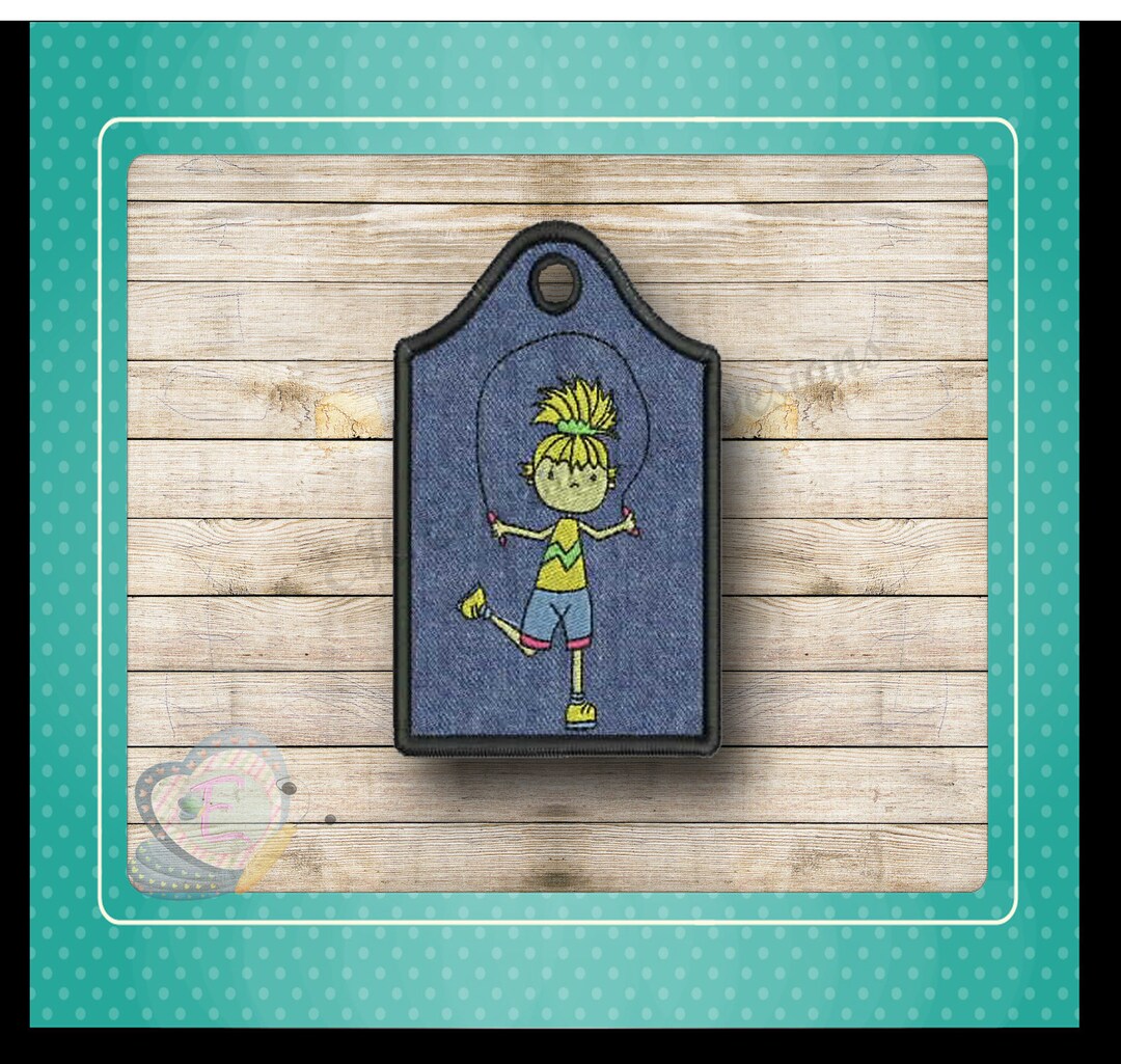 Gym Tag Applique ITH Embroidery Design Set Girls Machine Embroidery ...