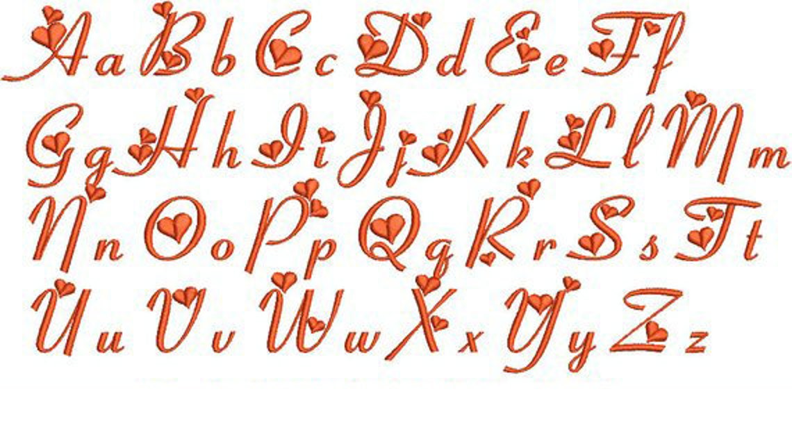 Heart Script Embroidery Font Machine Embroidery - Etsy