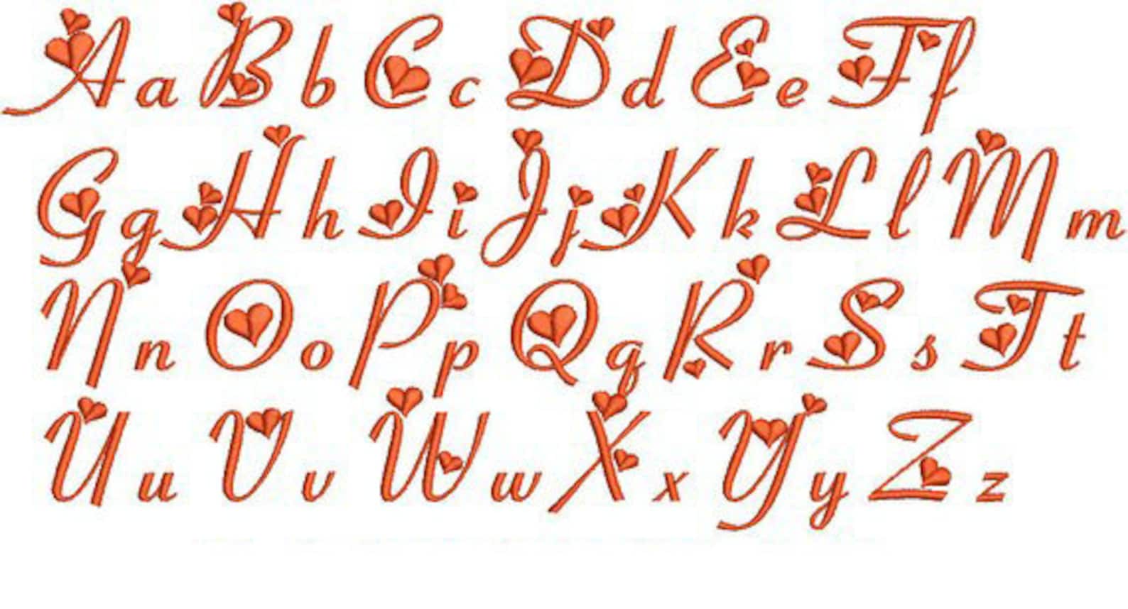 Heart Script Embroidery Font Machine Embroidery - Etsy