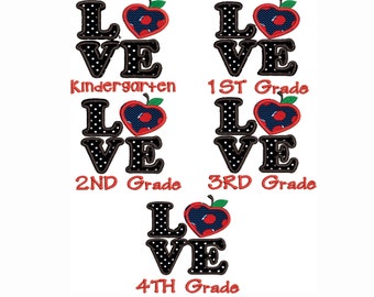 Embroidery Design 6x10 Back to School Embroidery, Live Love Teach ...