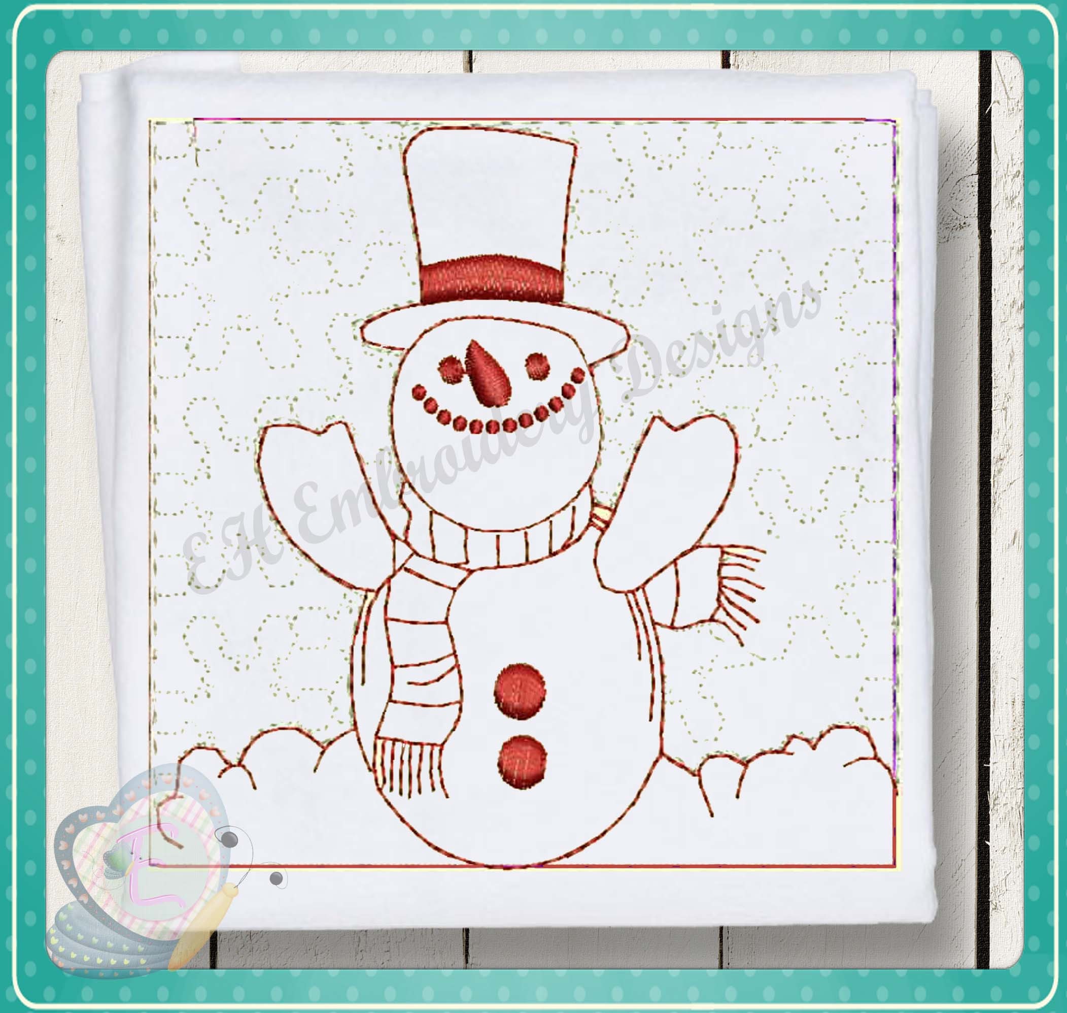 Redwork Snowman Quilt Blocks Set Machine Embroidery Designs - Etsy