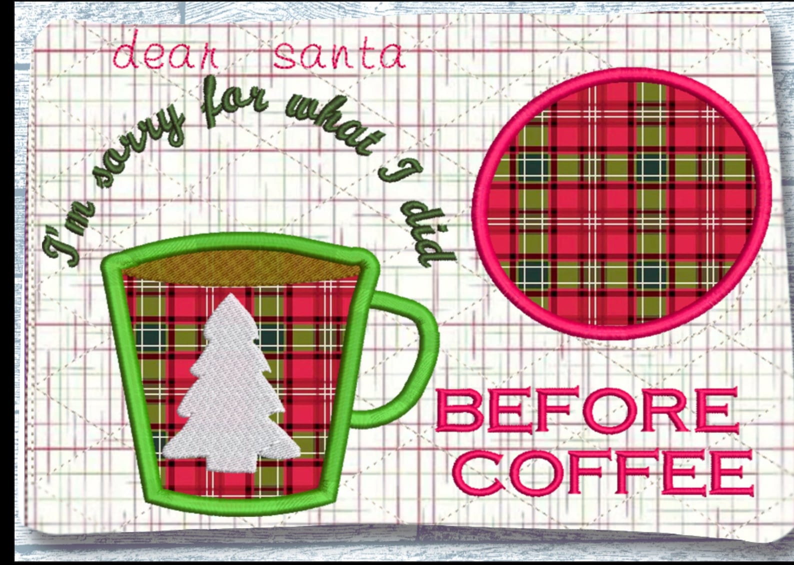 In the Hoop Christmas Mug Rug Machine Embroidery Design - Etsy