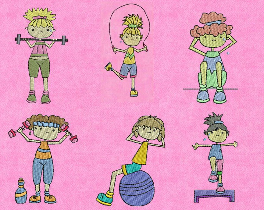 Gym Tag Applique ITH Embroidery Design Set Girls Machine - Etsy