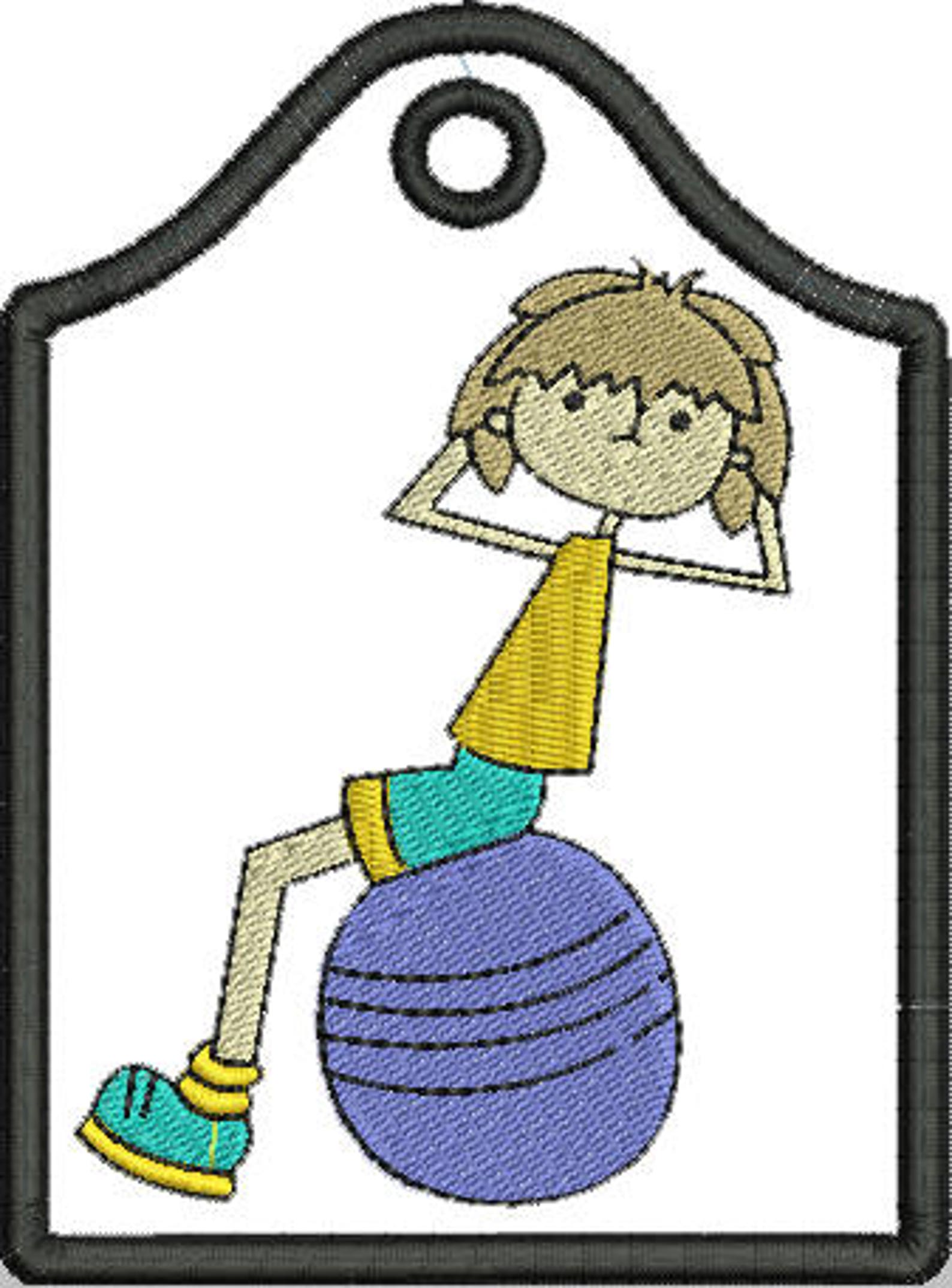 Gym Tag Applique ITH Embroidery Design Set Girls Machine - Etsy