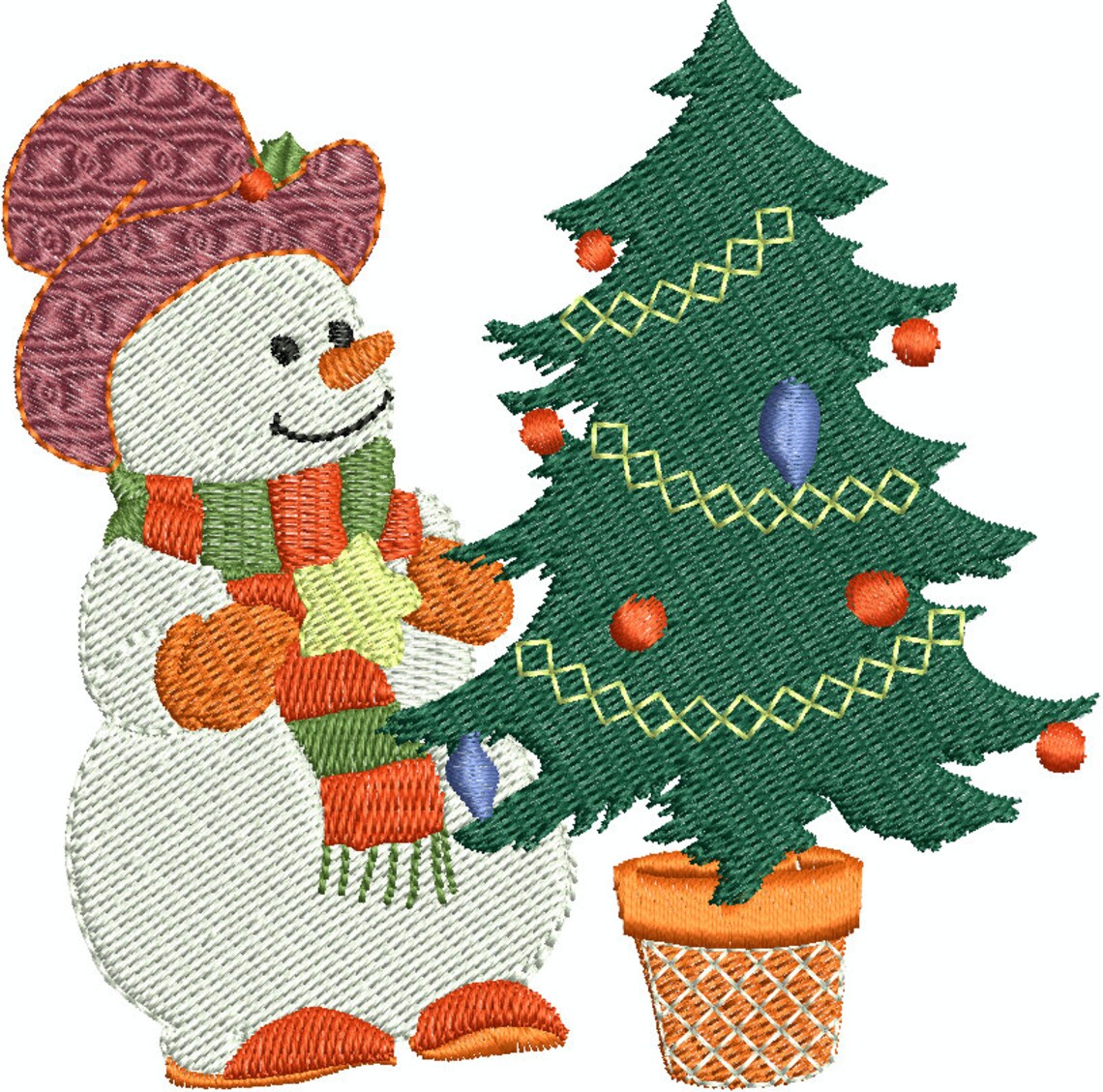 Snowman Christmas Tree Embroidery Design | Etsy