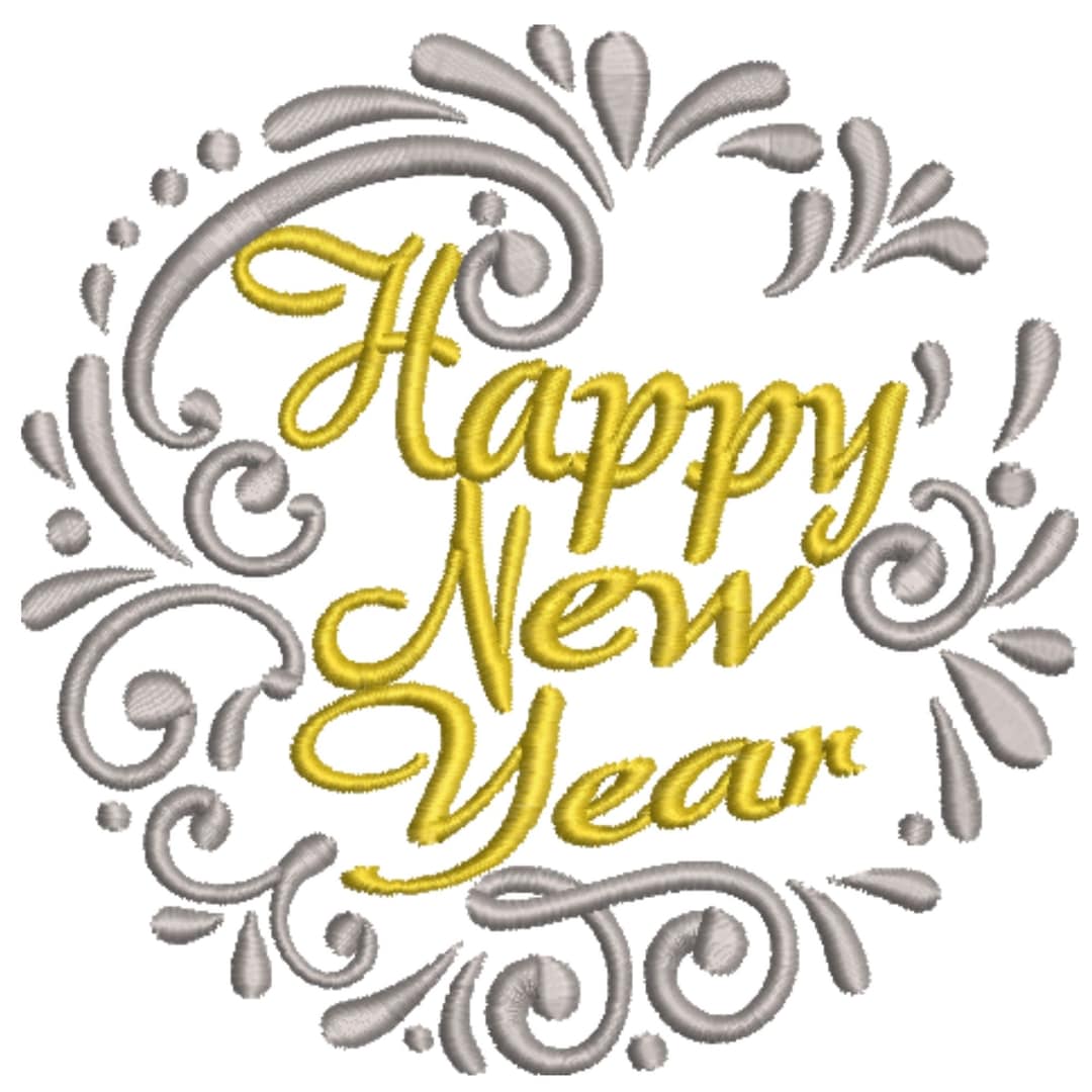 Happy New Year Machine Embroidery Design - Etsy