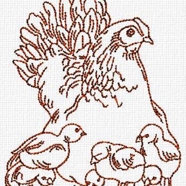 Redwork Embroidery - Etsy