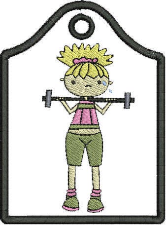 Gym Tag Applique ITH Embroidery Design Set Girls Machine - Etsy