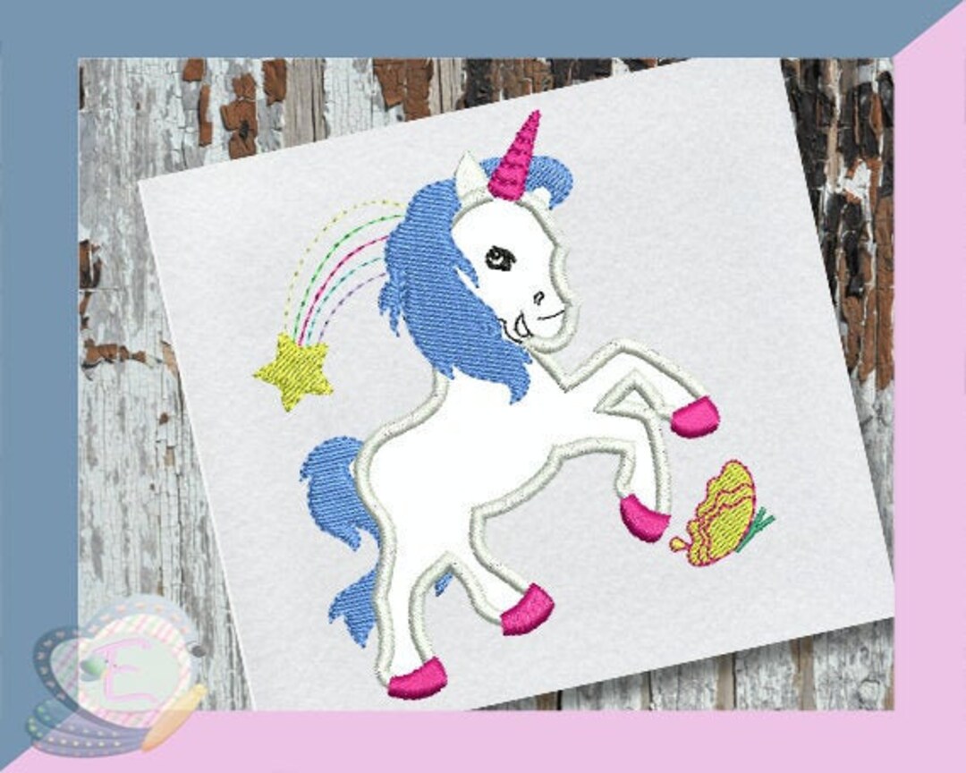 Unicorn Applique Machine Embroidery Design Instant Download Girl ...