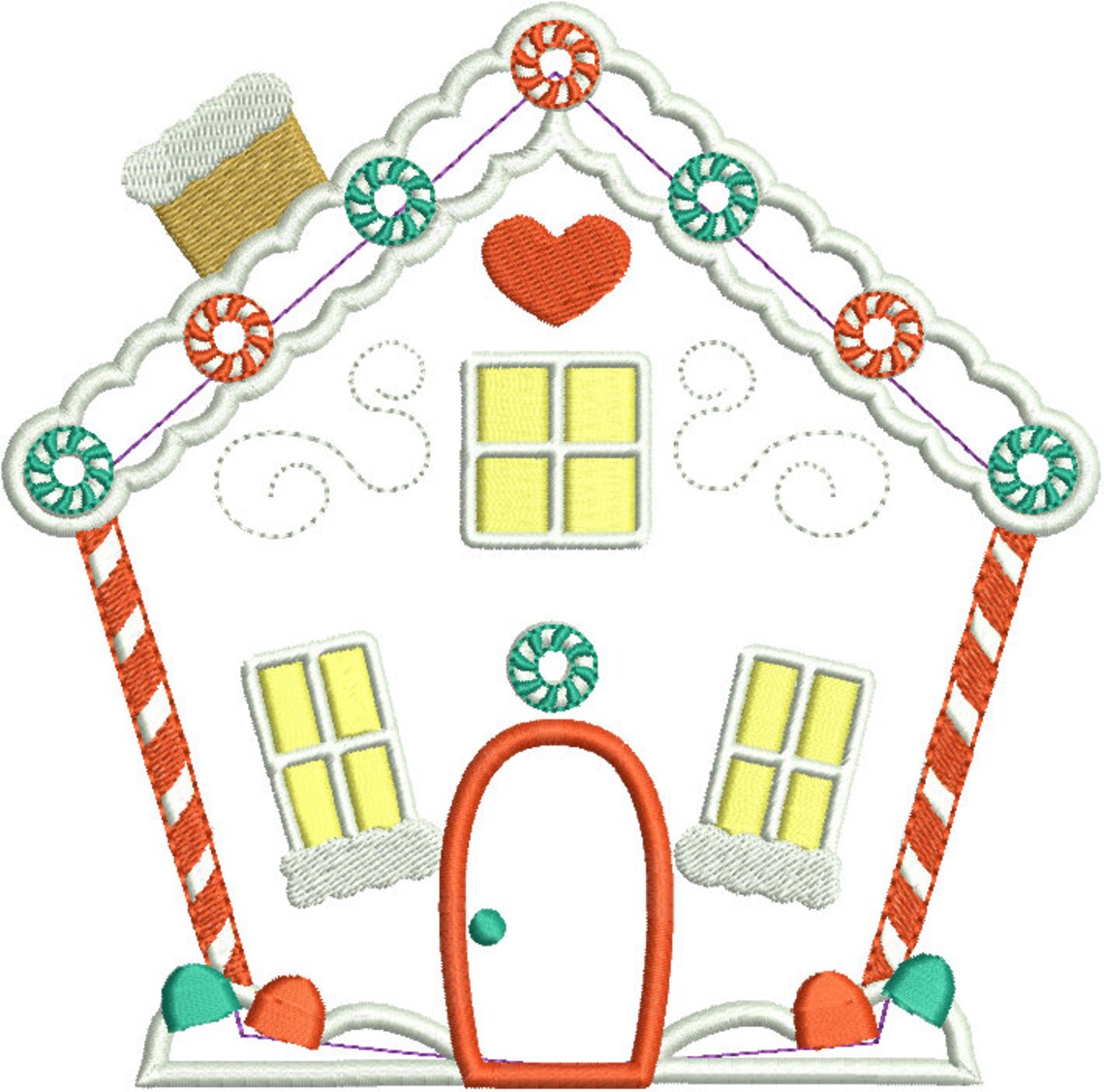 Gingerbread House Machine Embroidery Applique - Etsy
