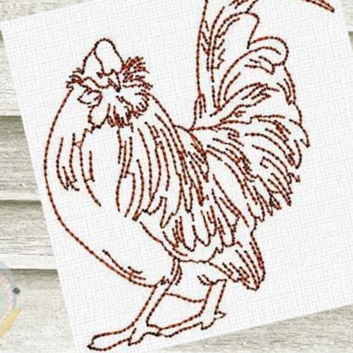 Rooster and Chicken Redwork Machine Embroidery Design Set - Etsy