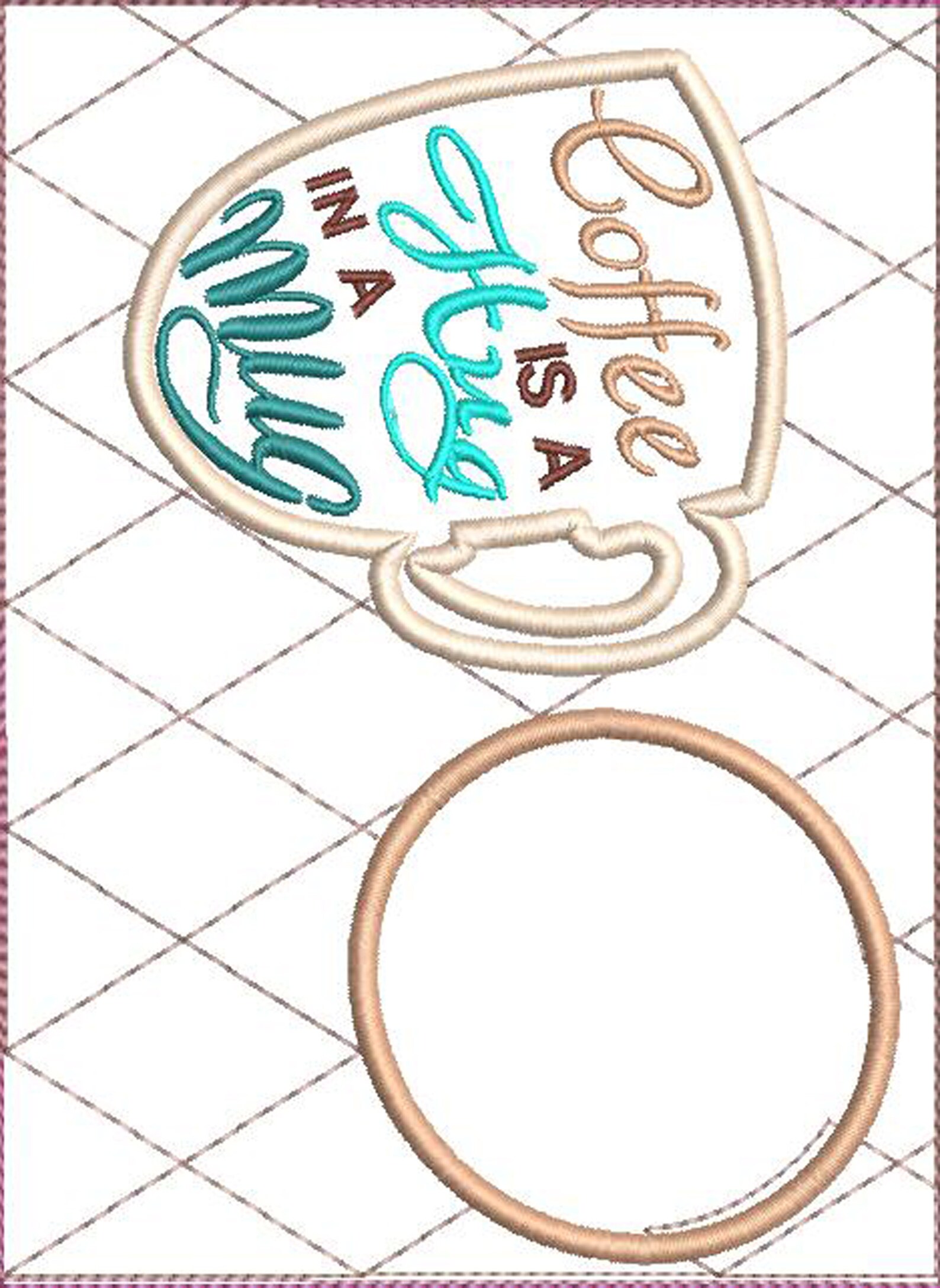 In the Hoop Coffee Cup Mug Rug Embroidery Design - Etsy