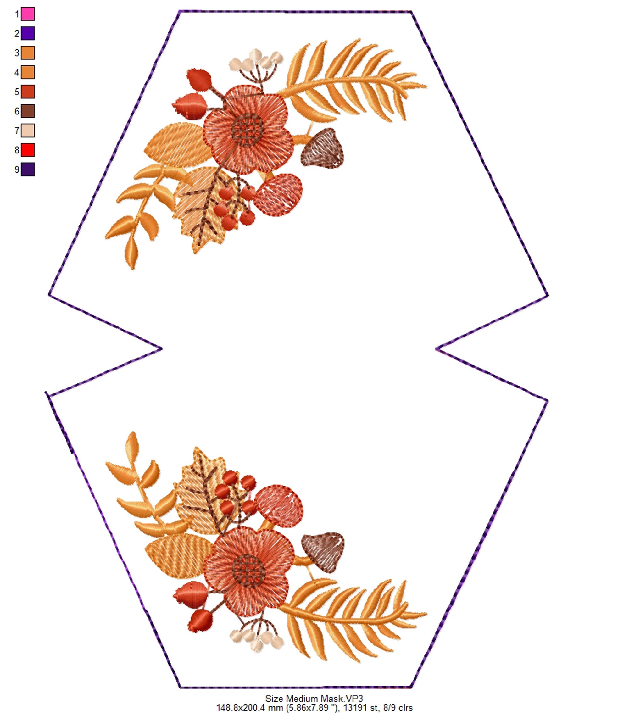 In the Hoop Fall Contour Mask Machine Embroidery Design | Etsy