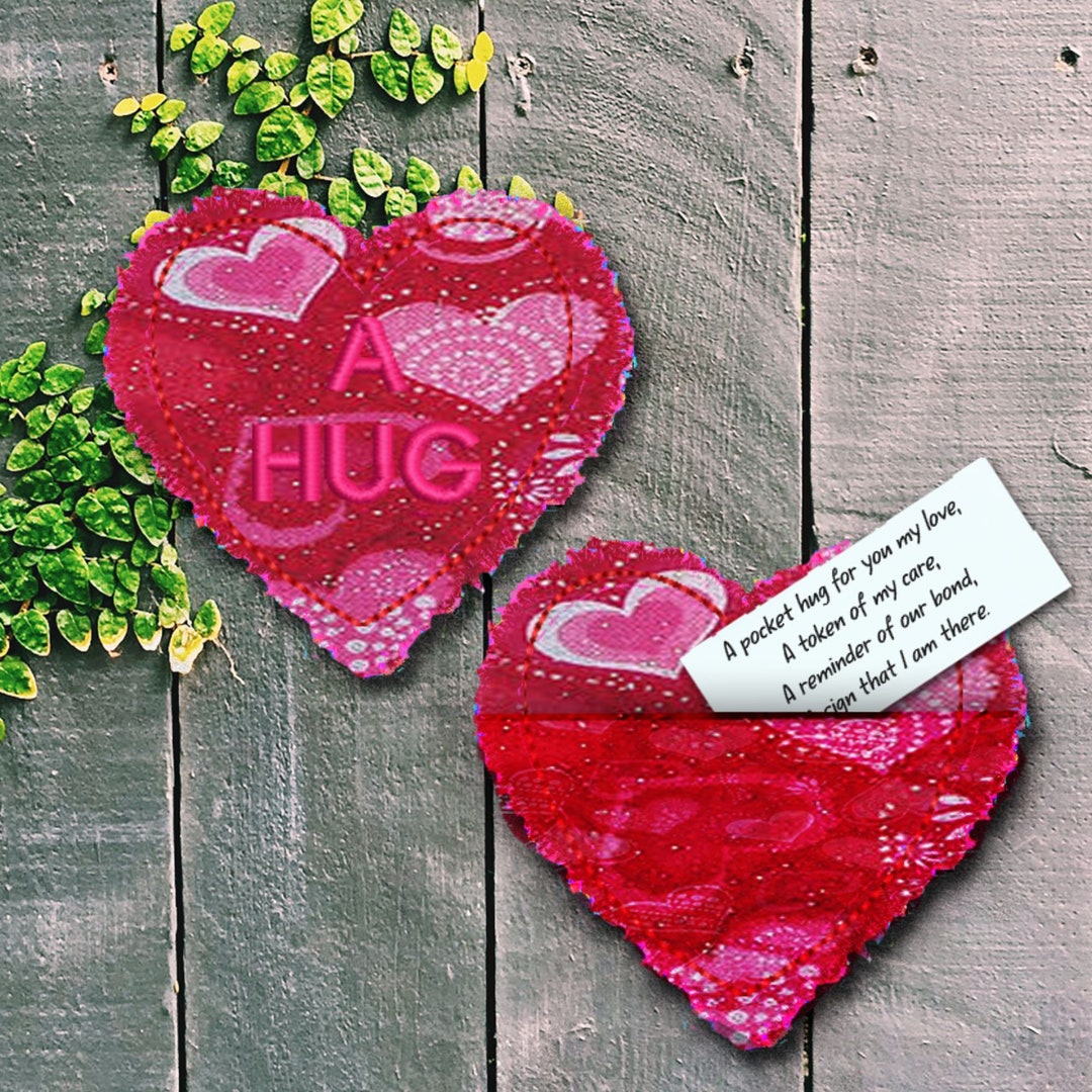 Pocket Hug Machine Embroidery Design: Heart Template (4x4) (instant ...