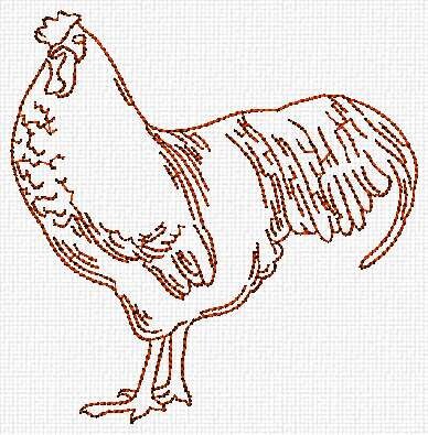 Rooster and Chicken Redwork Machine Embroidery Design Set - Etsy
