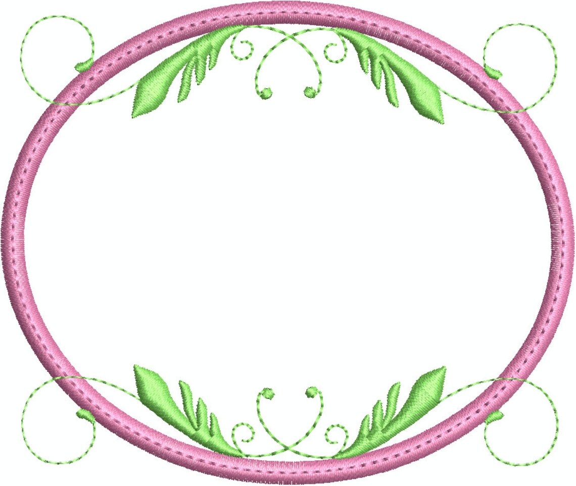 Monogram Oval Font Frame Machine Embroidery Design - Etsy