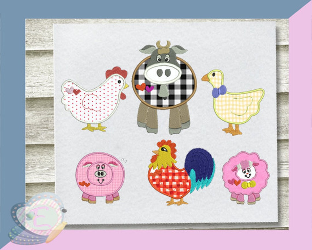 Farm Animal Applique Set Machine Embroidery Design - Etsy